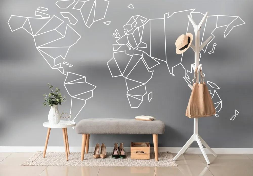 Tapeta stylizovaná mapa světa v černobílém
