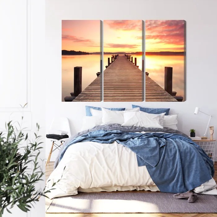 Vícedílný obraz Západ Slunce Na Molu Nedostatek Nedostatek Přírodní plátno 150x100