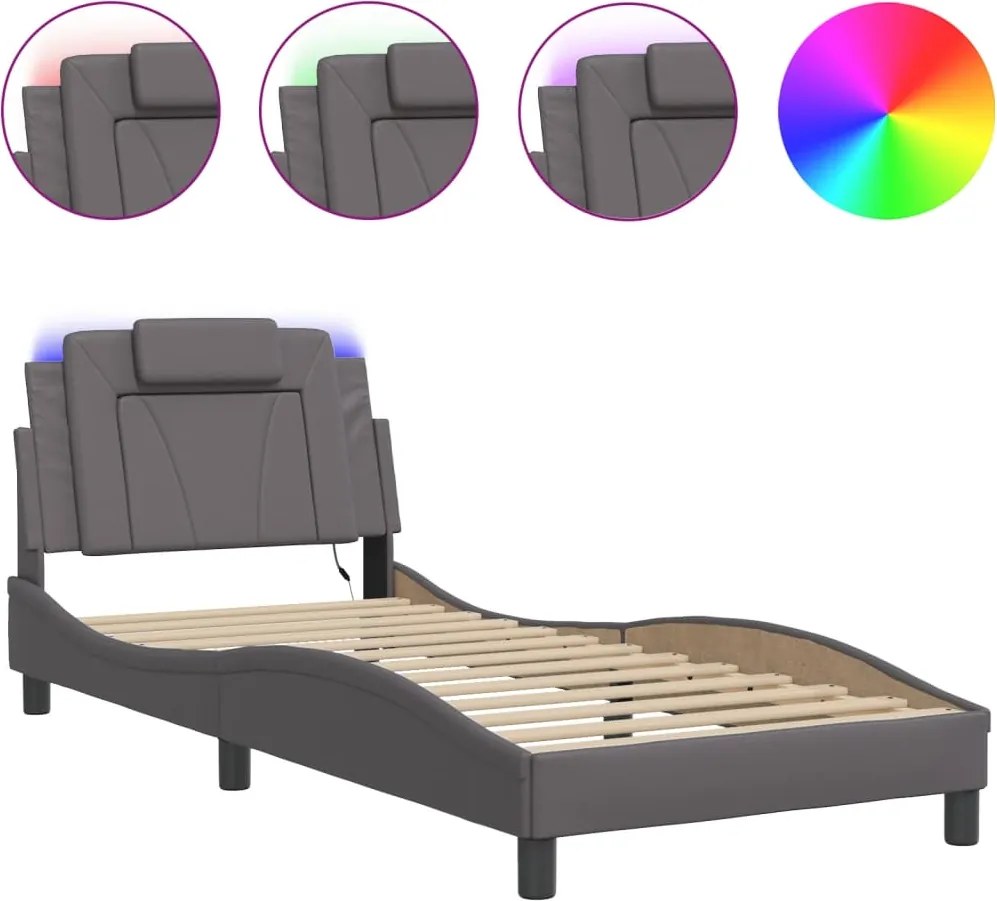 Rám postele Viana s LED bez matrace šedý 80 x 200 cm 3213983