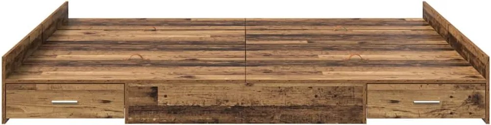 Rám postele s úložným prostorem s čelo Staré dřevo 200 x 200 cm 3335267