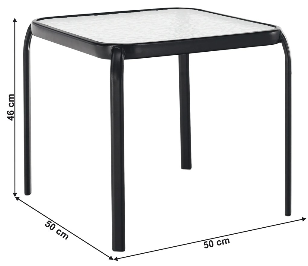 Kondela Zahradní príruční stůl, cen oceli/tvrzené sklo, RAMOL