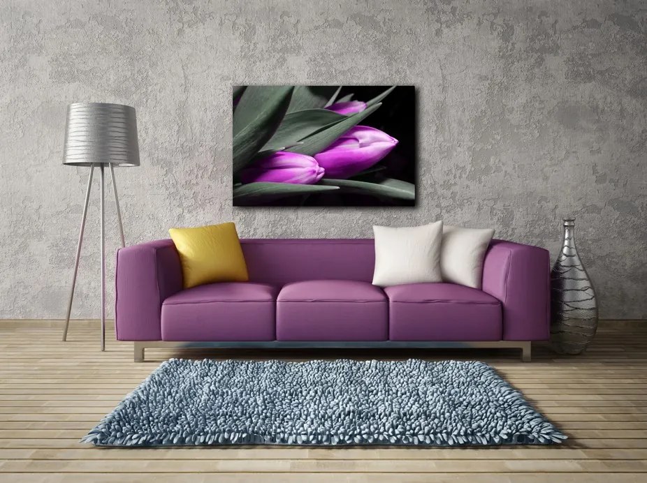 Malvis ® Obraz na plátně Fialové tulipány Velikost (šířka x výška): 60x40 cm