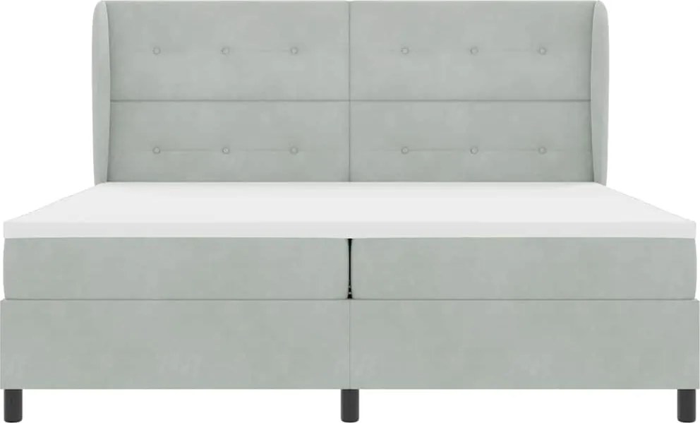 Postel s boxspringem s čelo Světle šedá 200 x 200 cm samet 3340946