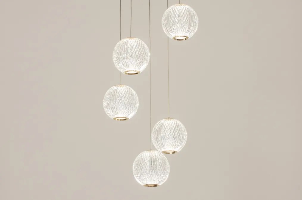Závěsné luxusní LED svítidlo nad jídelní stůl Ferolucce 5 Gold Round