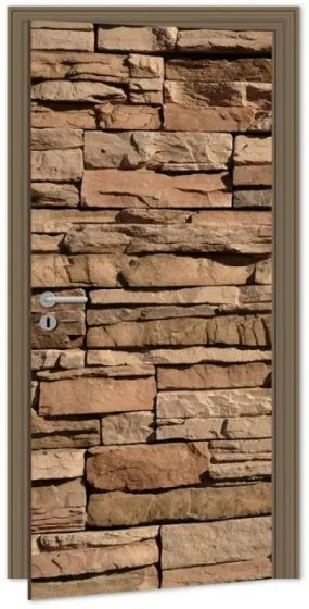 DL-023 Samolepicí fototapety na dveře Kamenná zeď | 95 x 210 cm