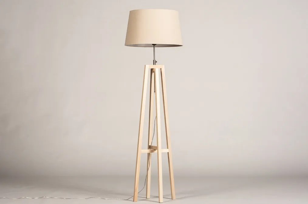 Stojací designová lampa Paola Beige and Natur Wood