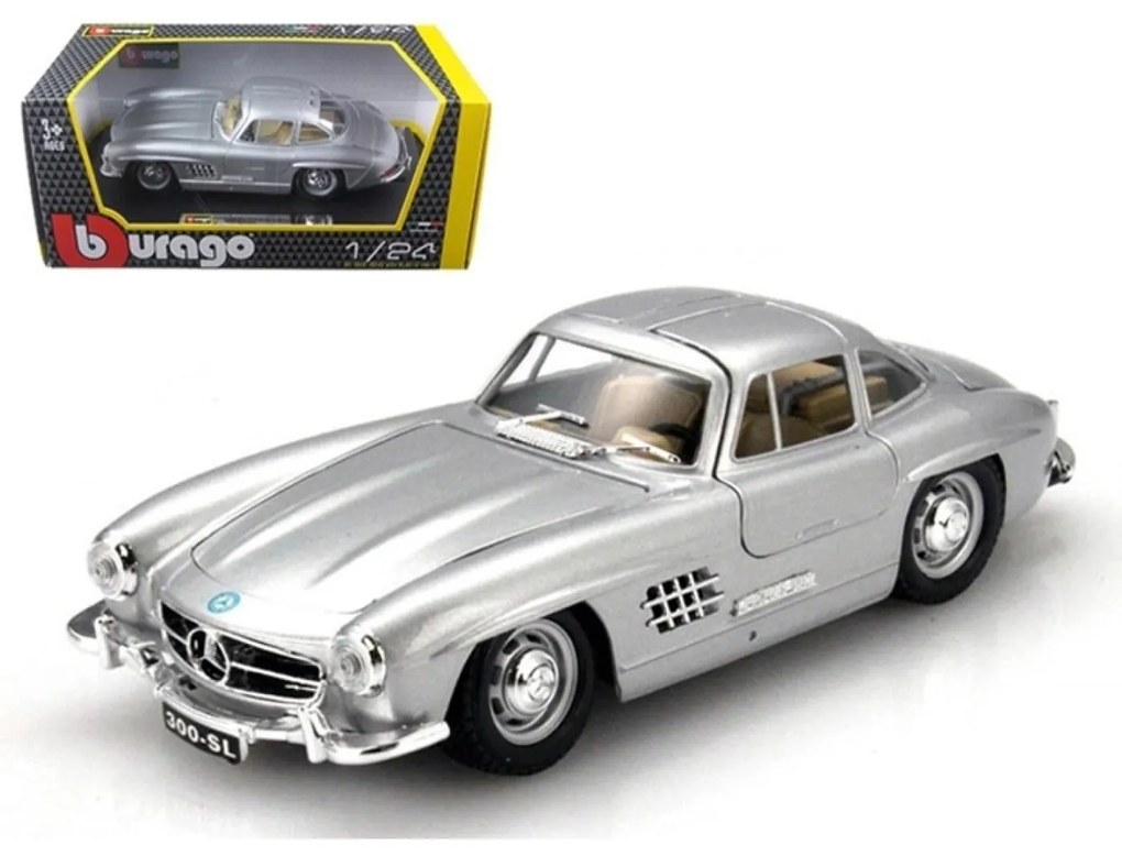 Kovový model bburago mercedes benz 300sl silver
