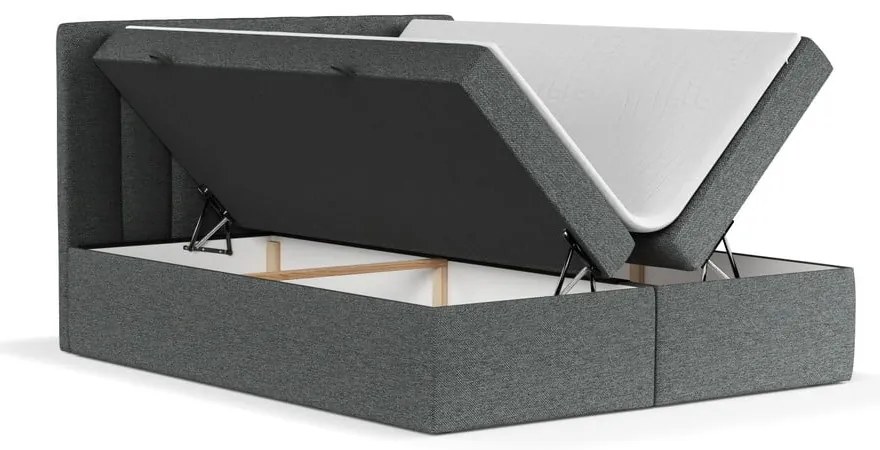 Tmavě šedá boxspring postel s úložným prostorem 160x200 cm Novento – Maison de Rêve