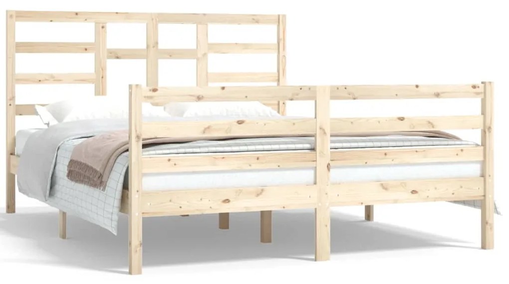 Rám postele masivní dřevo 150 x 200 cm King Size,  3105865
