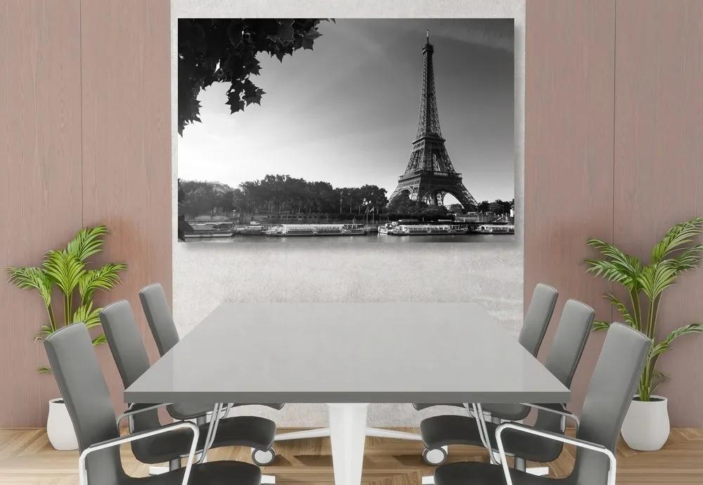 Obraz podzimní Paříž v černobílém provedení - 120x80 cm
