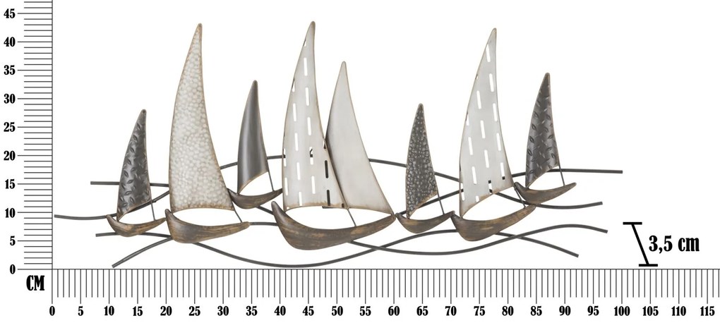 Nástěnná dekorace Mauro Ferretti Boats, 100x3x44 cm