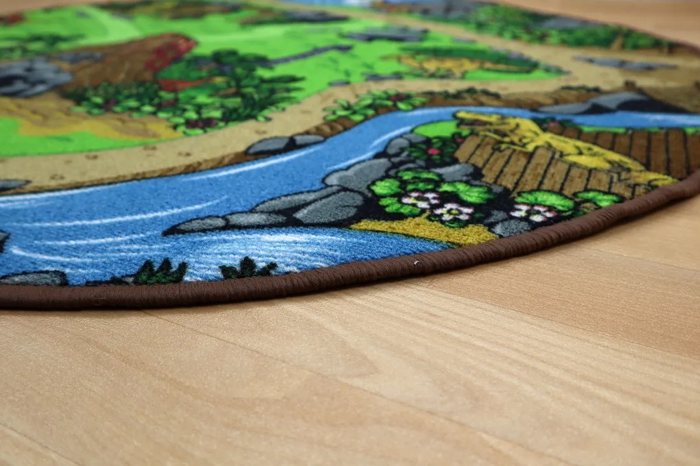 Vopi, Dětský kusový koberec Dino kruh, 250x250 (průměr) kruh, vícebarevná, dětský pokoj