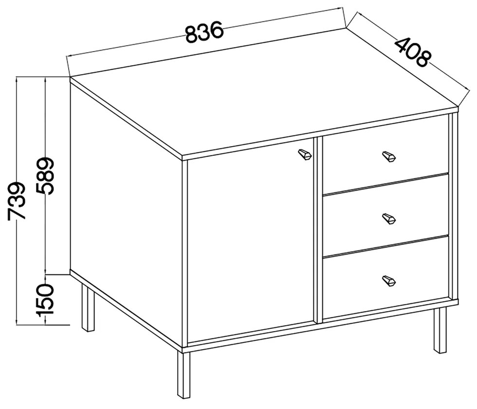TOKYO 2 e | komoda 814 | 83,6 cm | eukalyptová/černá