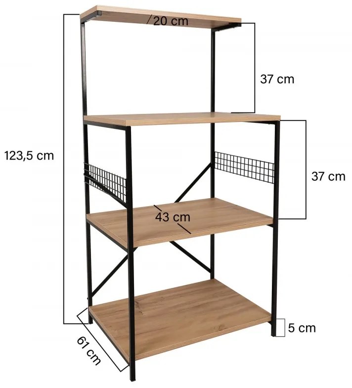 Kuchyňský regál ANEMON 60 cm borovice