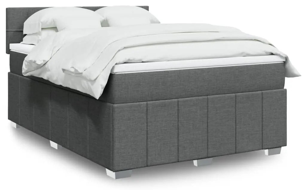 Box spring postel s matrací tmavě šedá 140x200 cm textil 3289392