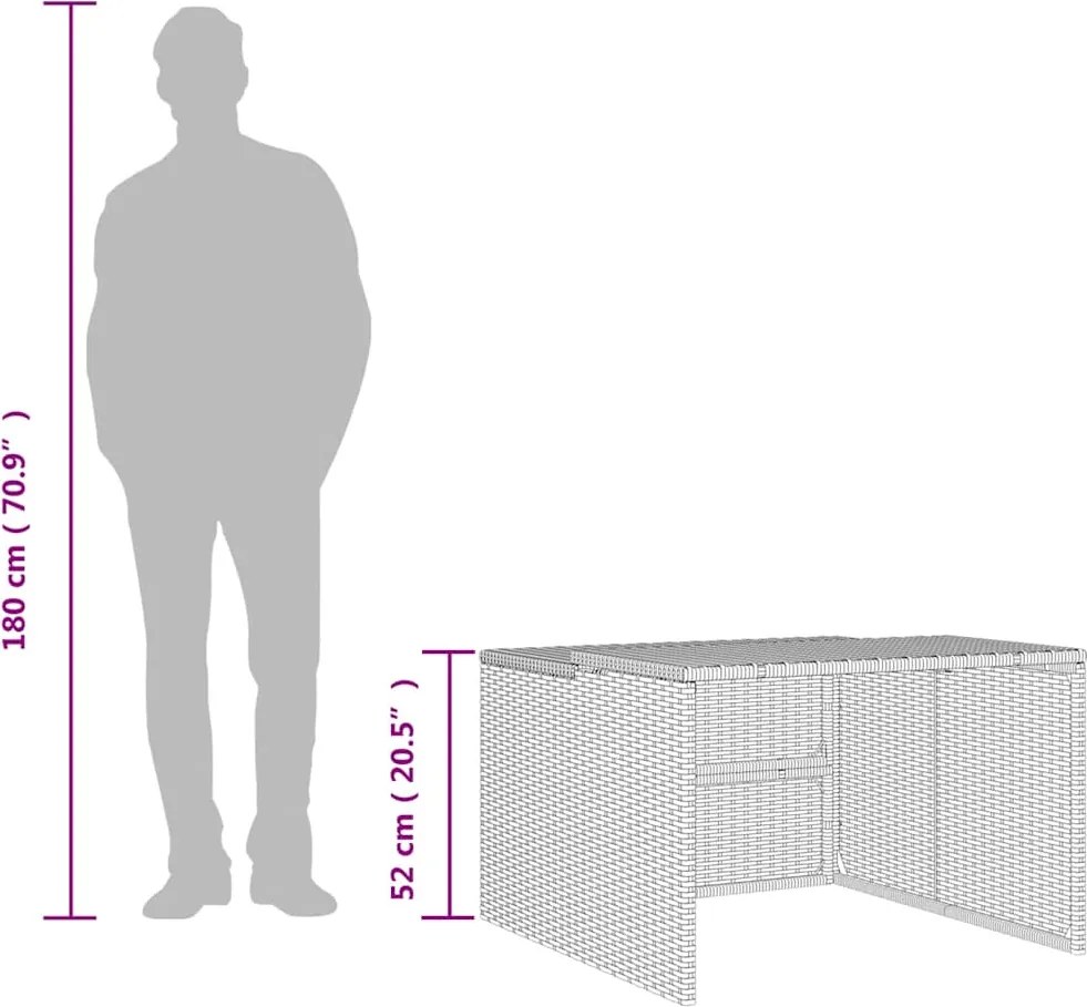 vidaXL Garáž pro robotickou sekačku černá 86 x 90 x 52/57 cm polyratan