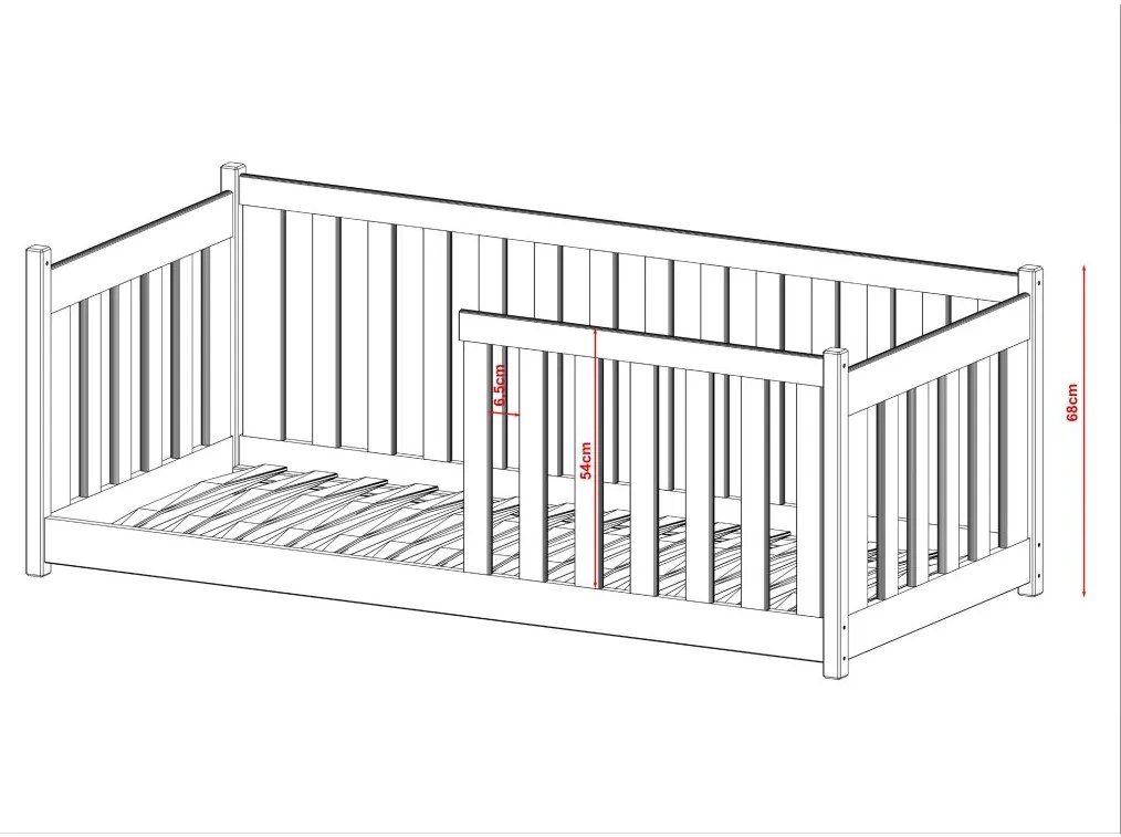 Legno Dětská postel s ohrádkou Koncept grafit Rozměr (cm): 90x200