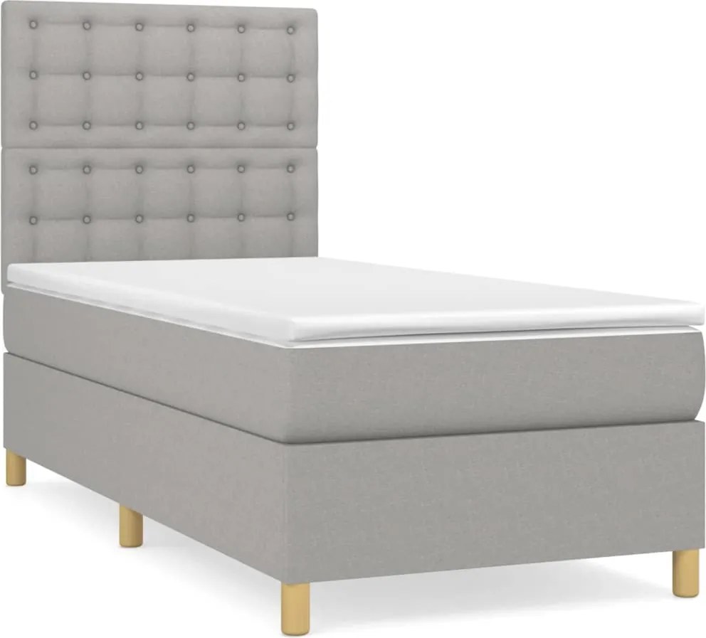 Box spring postel s matrací světle šedý 100 x 200 cm textil 3142633