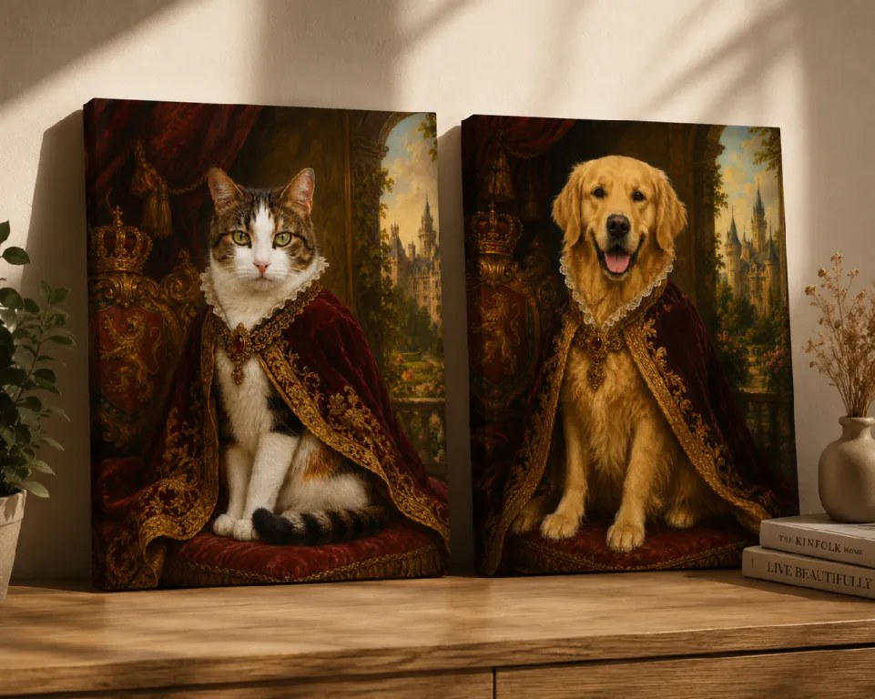 Foto obraz z vlastní fotky na plátno – Královský historický portrét mazlíčka z fotky Rozměry obrazu: 30 x 40 cm