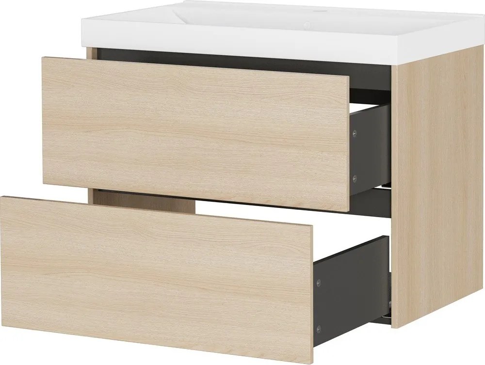 Závěsná skříňka pod umyvadlo v dekoru dubu v přírodní barvě 81x65 cm Bodera – Germania