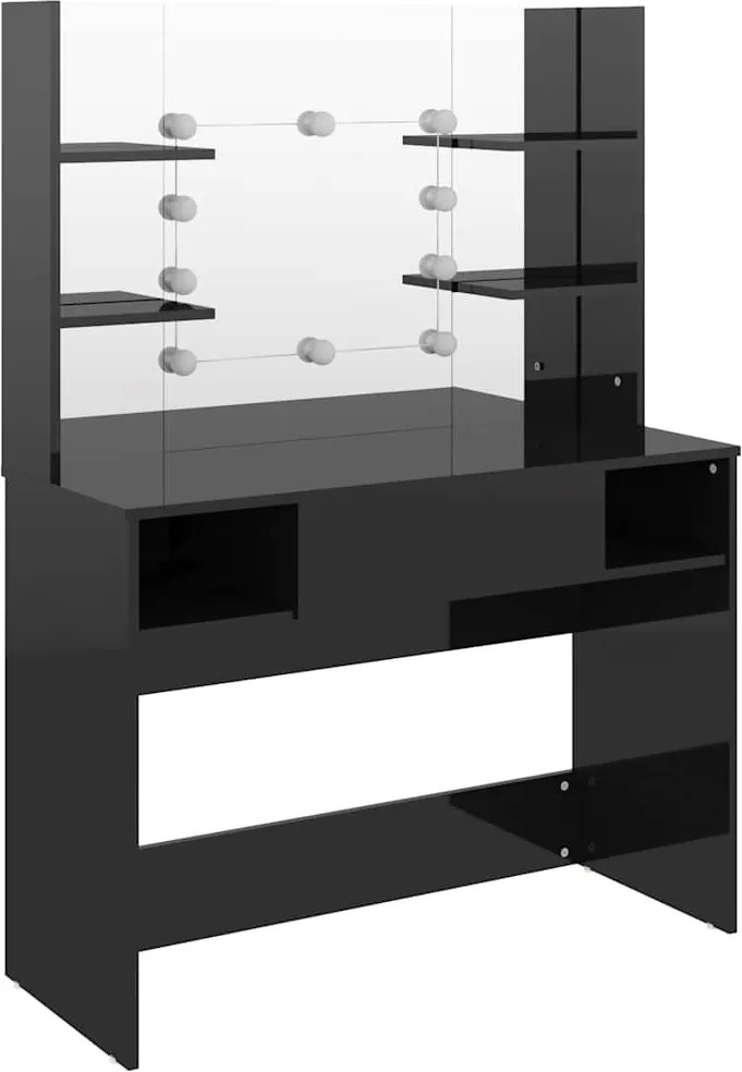 Kosmetický stolek s LED světly 100x40x135 cm MDF zářivě černý 331541