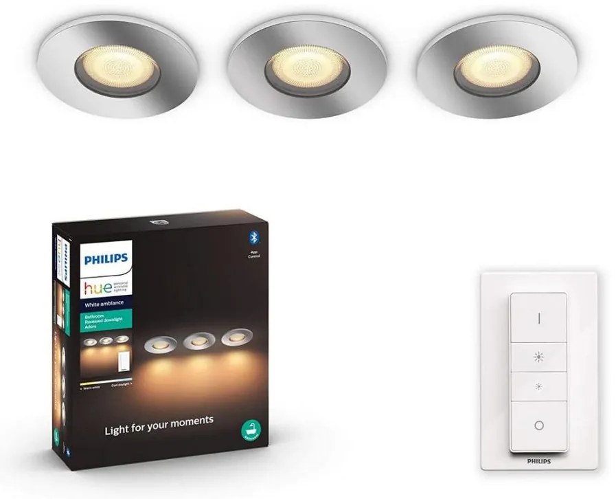 Philips - SADA 3x LED Stmívatelné koupelnové svítidlo 1xGU10/5W/230V IP44 + DO