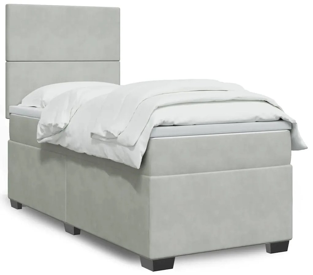 Box spring postel s matrací světle šedá 100x200 cm samet 3293128