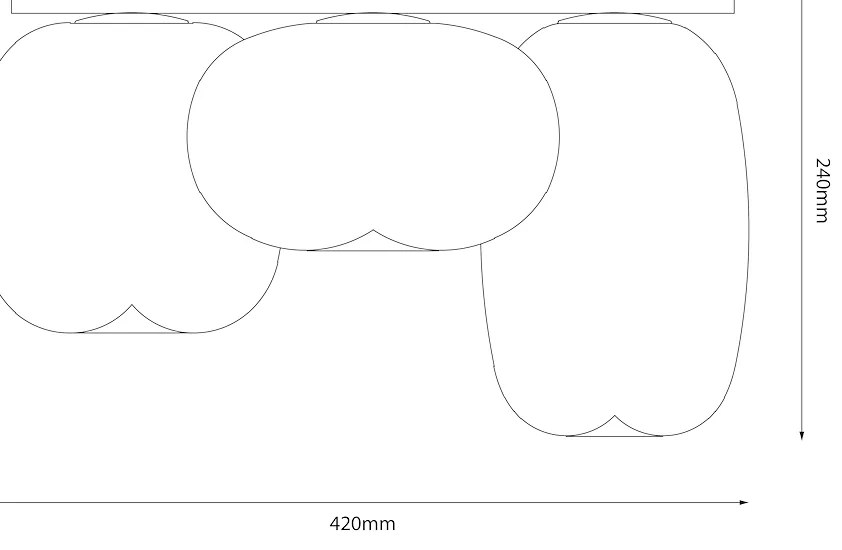 Stropní svítidlo Vaso, 3x jantarové skleněné stínítko, g