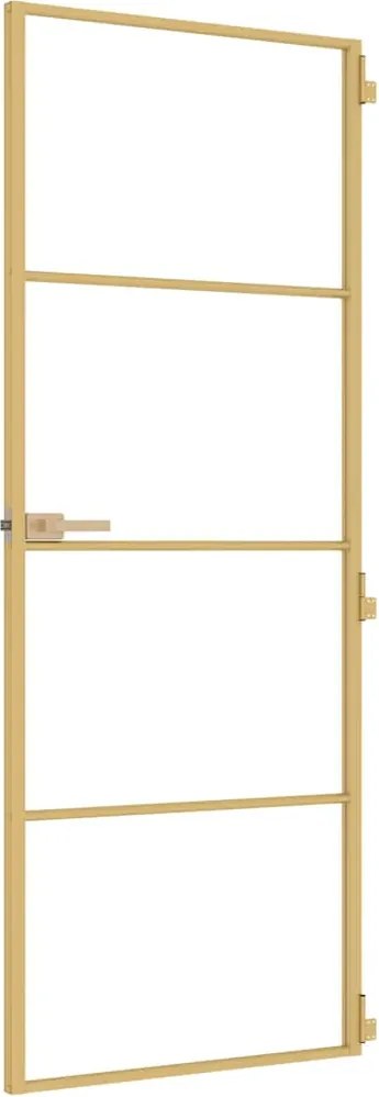 Interiérové dveře úzké zlaté 76x201,5 cm tvrzené sklo a hliník 155132