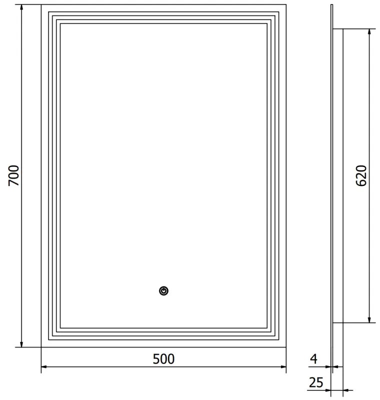 Mexen Taco, LED koupelnové zrcadlo s podsvícením 50x70 cm, 6000K, ochrana proti zamlžování, 9805-050-070-611-00