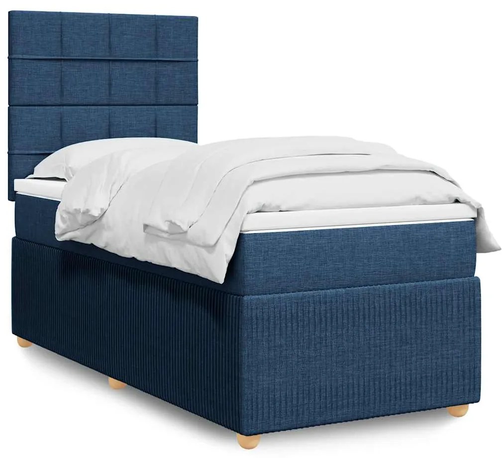 Box spring postel s matrací modrá 90x200 cm textil 3291945