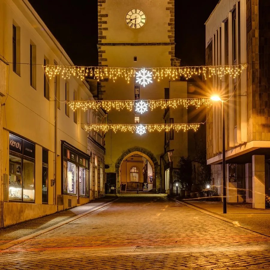 Easy Fix venkovní LED rampouchy, světelné, 300 × 90 cm, teple bílá, 174 diod, bílý kabel, IP67, prodlužovací