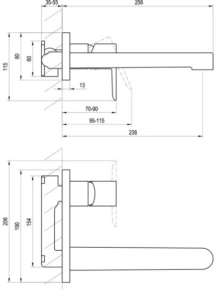 Ravak X070184 - Umyvadlová baterie pro podomítkovou instalaci PURI černá
