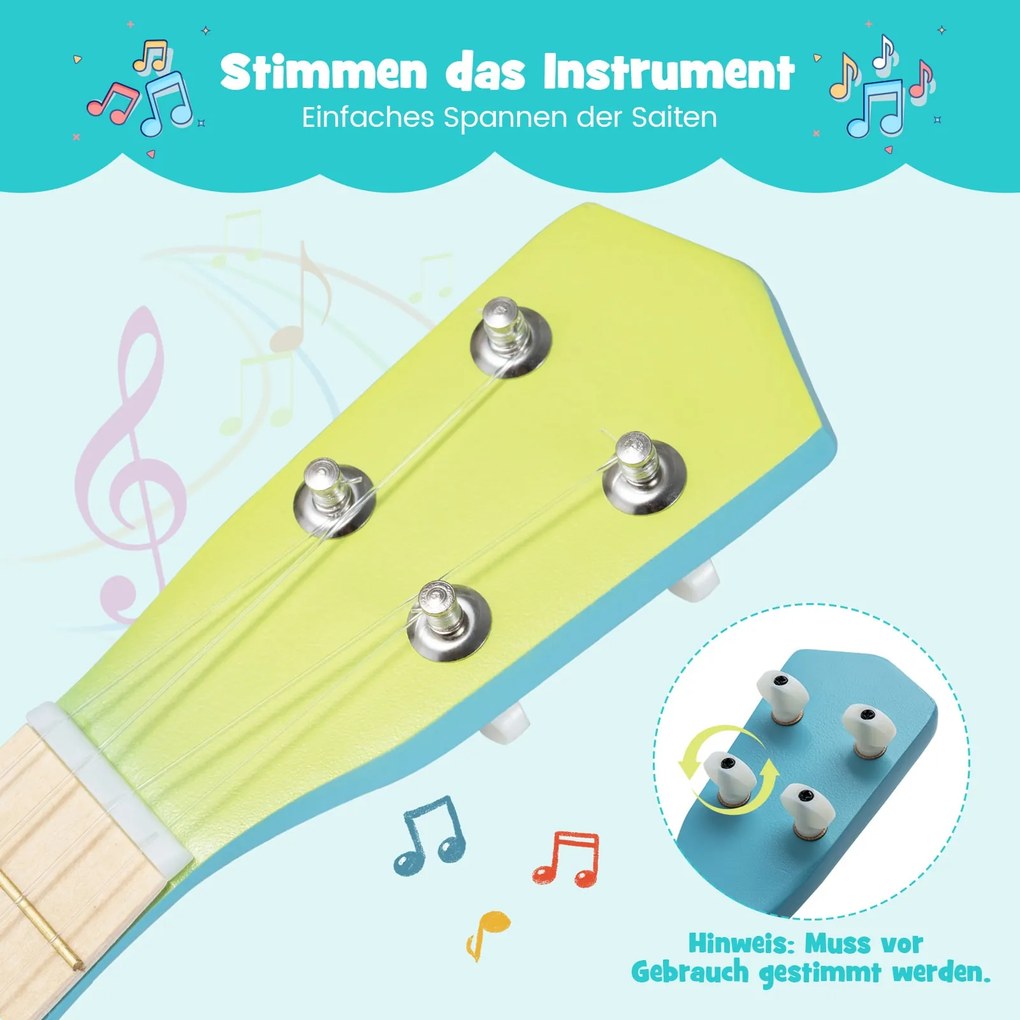 Costway 53 cm ukulele kytara pro děti 4-strunné mini ukulele s korpusem