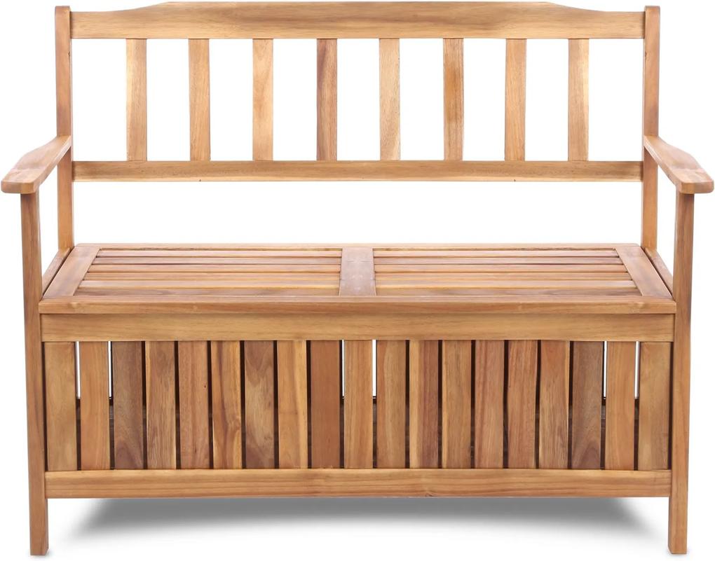 Dřevěná zahradní lavice s úložným prostorem