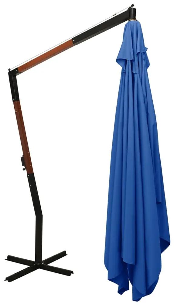 Konzolový slunečník s dřevěnou tyčí 400 x 300 cm azurově modrý,  318435