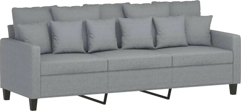 3místná pohovka s podnožkou světle šedá 180 cm textil 3201089