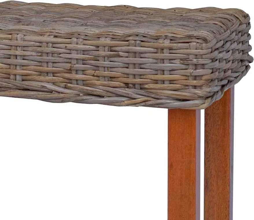 Lavice 110 cm přírodní kubu ratan a masivní mahagon 285791