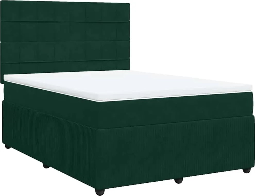 Box spring postel s matrací tmavě zelená 140x200 cm samet 3294661