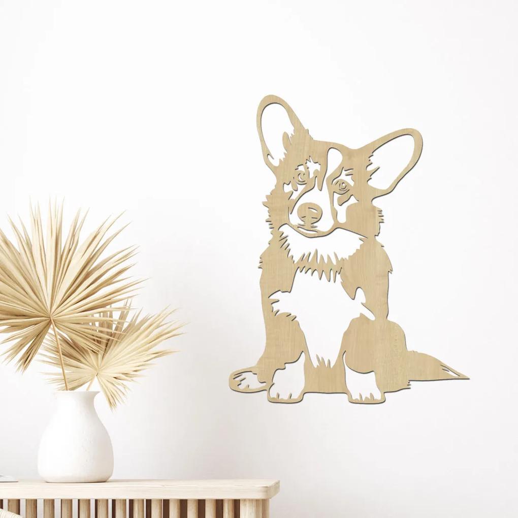 dřevo života Dřevěná dekorace psa Corgi Rozměry (cm): 23x30, Barevný vzor: Černá