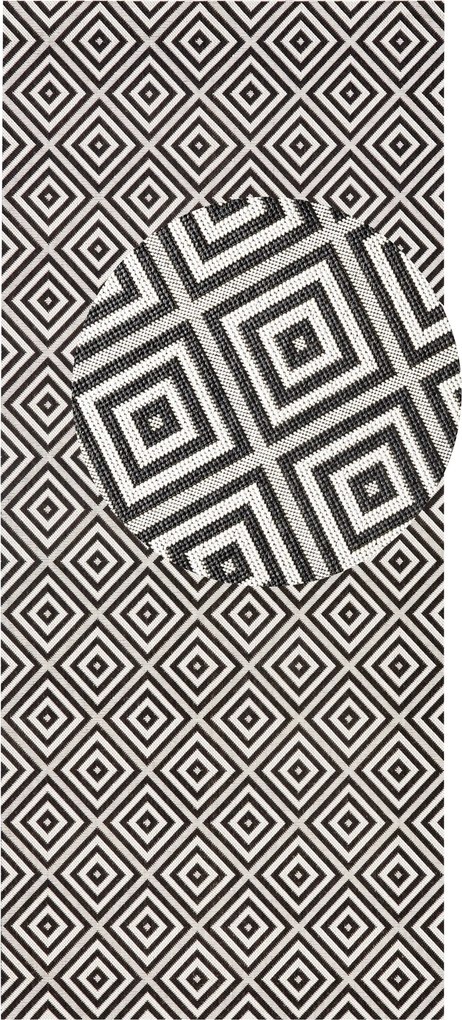 Hanse Home, Koberec běhoun Meadow 102470 Black – na ven i na doma, 80x200, černobílá, chodba / předsíň