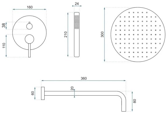 REA-P8809 - Sprchová sada s podomítkovou baterií LUNGO kartáčovaná měď