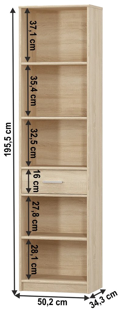 Kondela Regál otevřený 1S, dub sonoma, TEYO