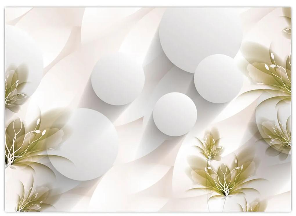 Obraz - 3D kruhy s květinami (70x50 cm)