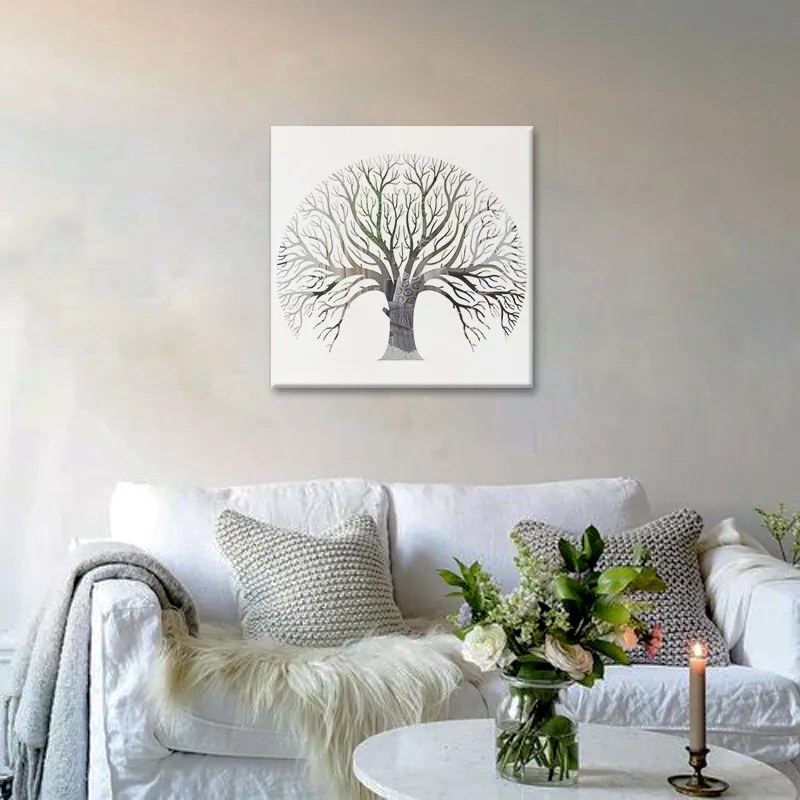 Obraz Bílý Strom na zrcadle Mirrora 59 - 50x50 cm