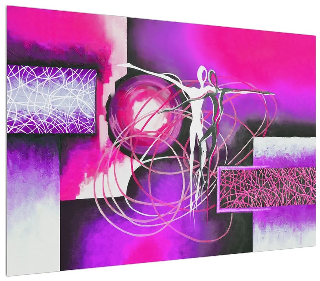 Abstraktní obraz fialových tanečníků (100x70 cm)