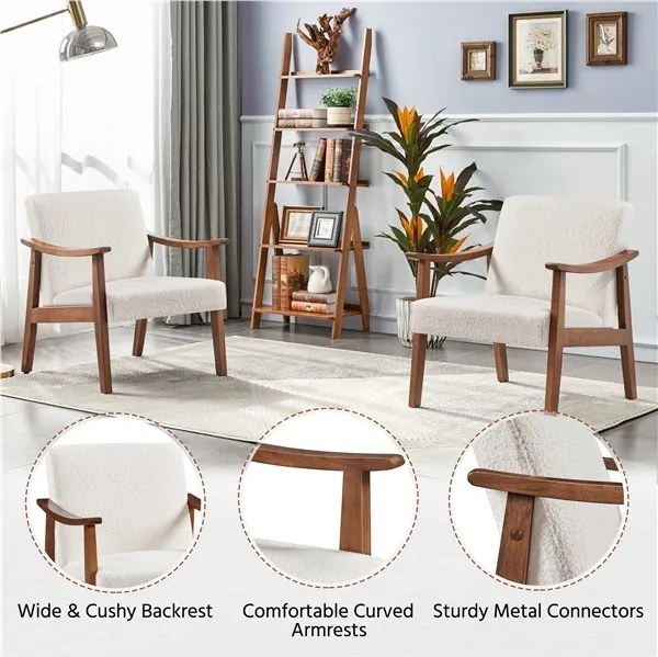 Křeslo Yaheetech – slonová kost, 62 cm (šířka) × 70 cm (hloubka) × 74 cm (výška), polyester (257085695831)
