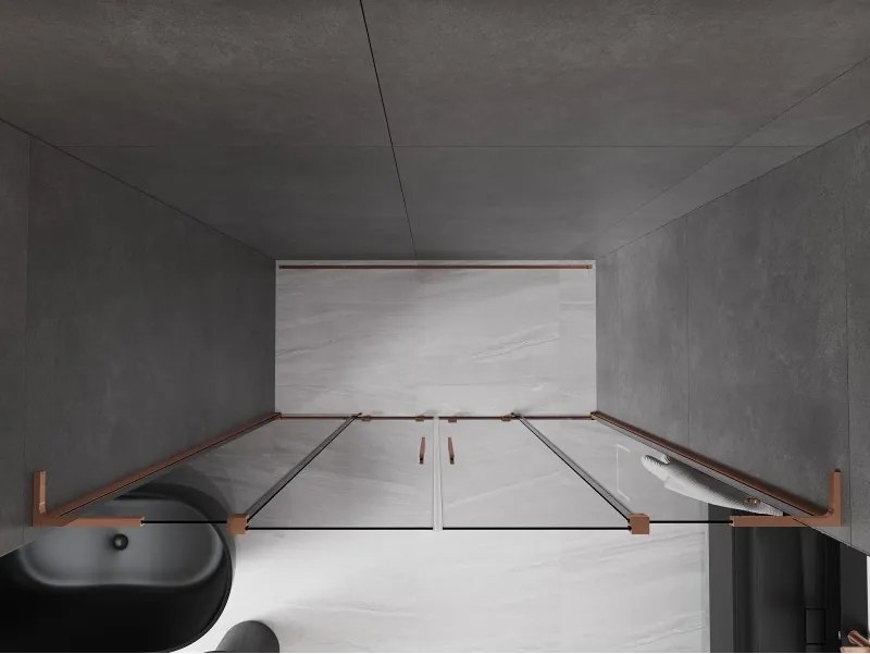 Mexen Velar L Duo, posuvné sprchové dveře do otvoru 170 cm, 8mm šedé sklo, růžové zlato, 871-170-003-42-60