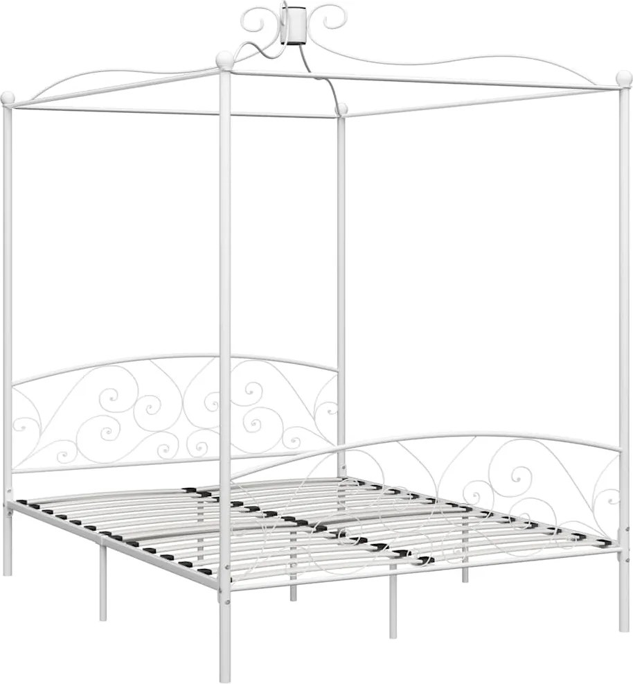 Rám postele s nebesy bílý kovový 160 x 200 cm 284472
