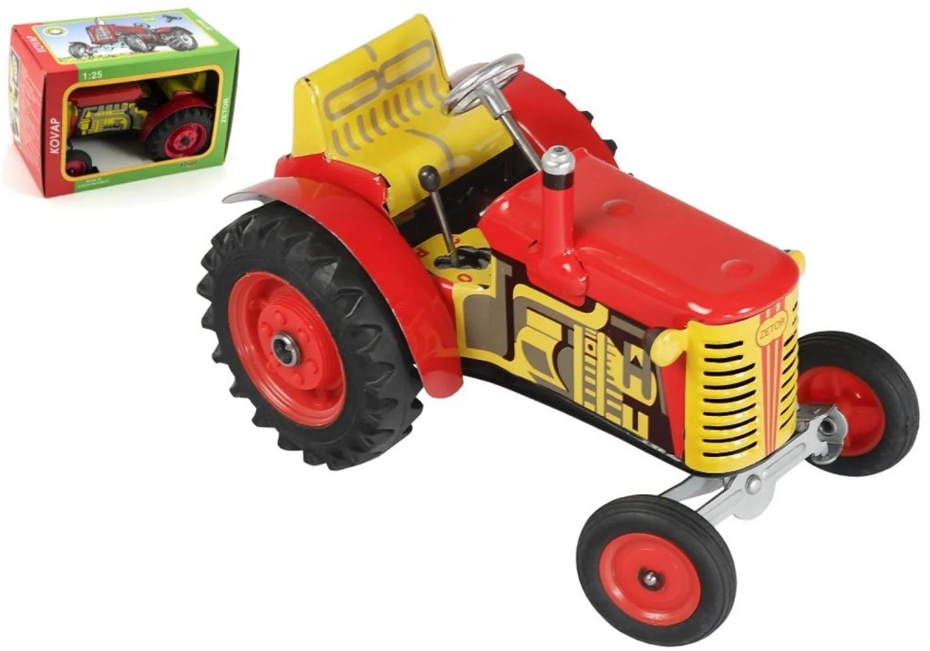 Traktor Zetor červený na klíček kov 14cm 1:25 v krabičce Kovap